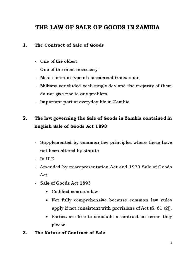 Sale of Goods - Notes | PDF | Law