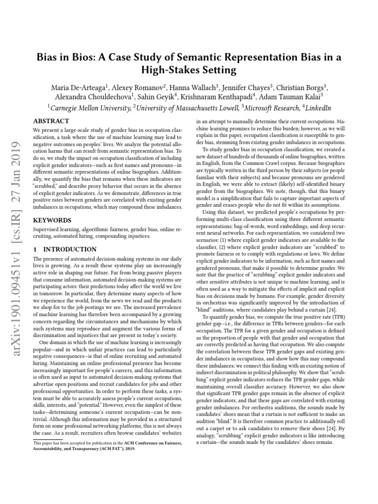 Bias in Bios | PDF