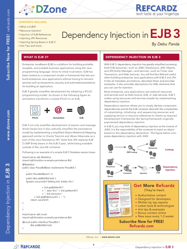 What Is Ejb 3? Dependency Injection in Ejb 3 | PDF | Enterprise Java Beans | Java Platform
