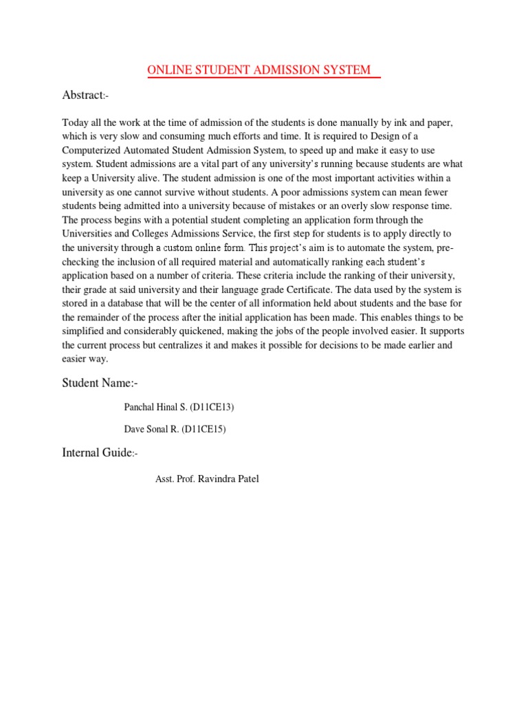 Online Student Admission System | PDF