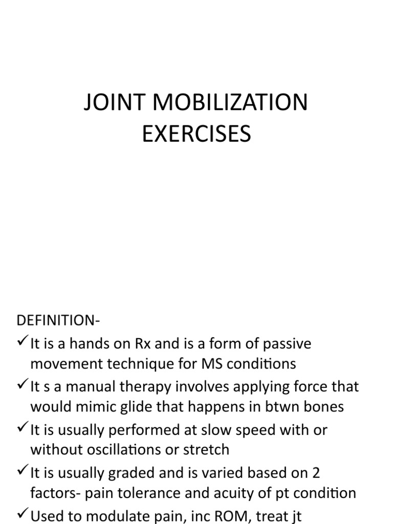 Joint Mobilization Exercises | PDF | Anatomical Terms Of Motion | Knee