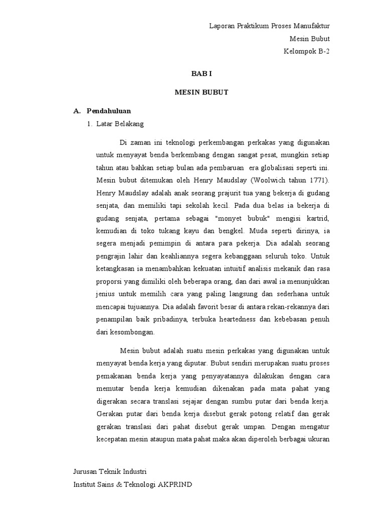 Bab 1 Bubut (Acc) | PDF