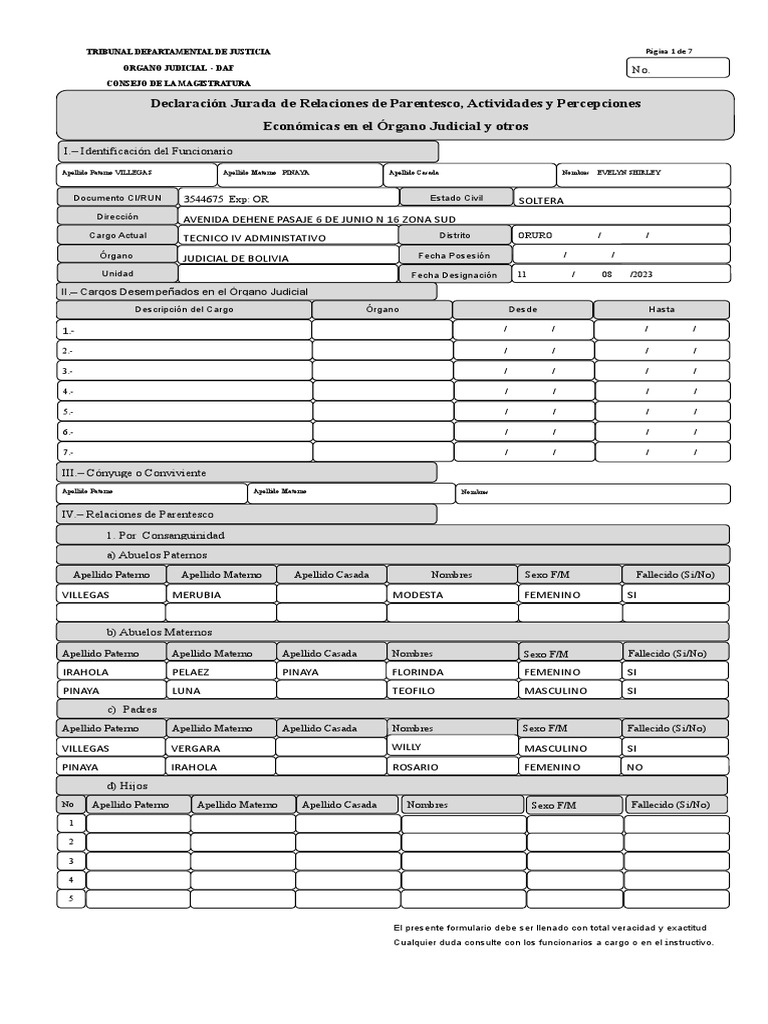 Declaracion J1 | PDF