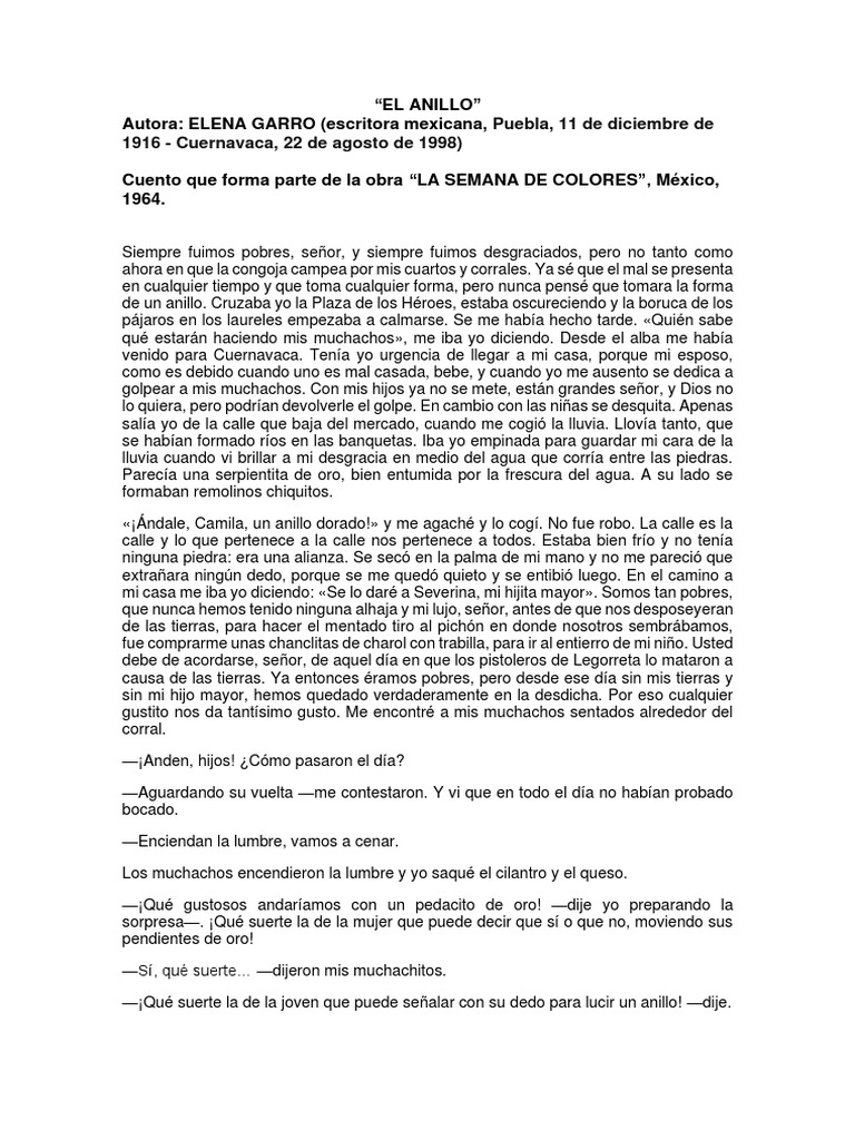 El Anillo Elena Garro | PDF