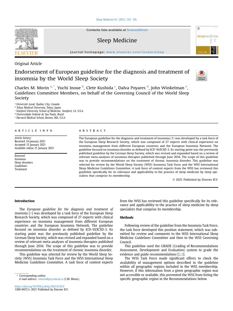 Endorsement of European Guideline For The Diagnosis and Treatment of ...