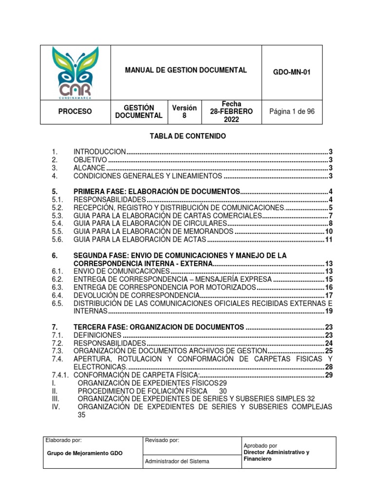 GDO-MN-01 - V8 - Manual de Gestion Documental - Copia - Controlada | PDF