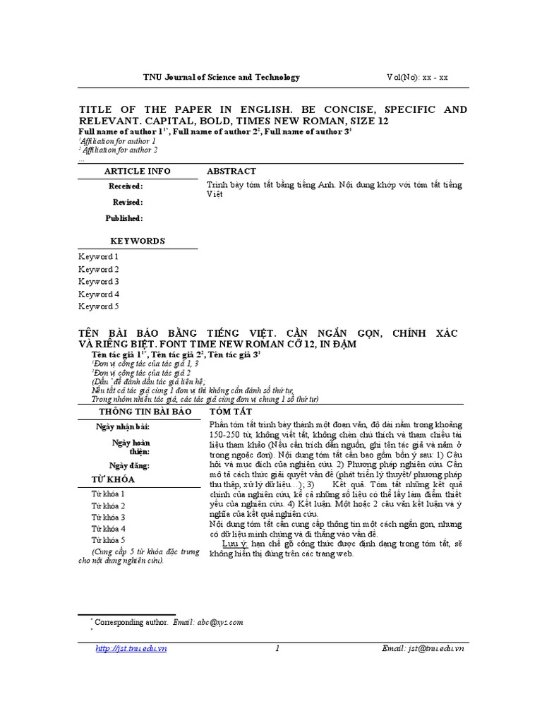 14.7hoi Thao Giao Duc Thai Nguyen - Huong Dan Viet Bai Bao Theo Dang IMRAD 2023-Template | PDF