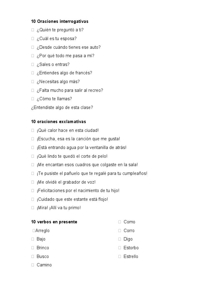 10 Oraciones Interrogativas | PDF