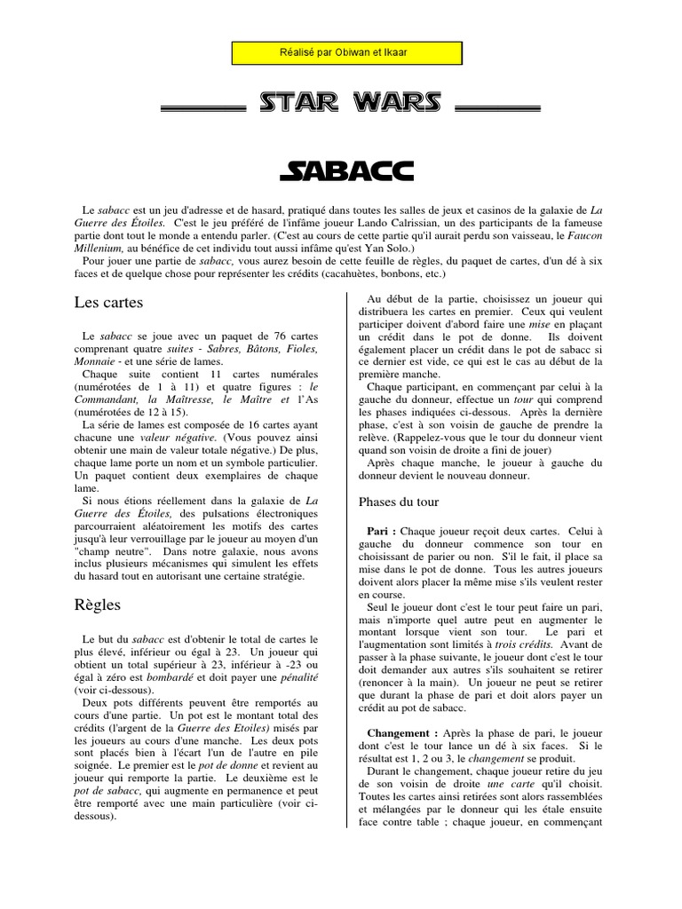 Sabacc | PDF | Han Solo