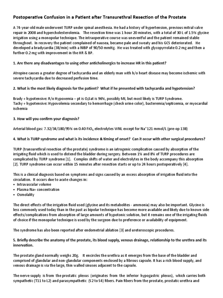 TURP | PDF | Prostate | Anesthesia