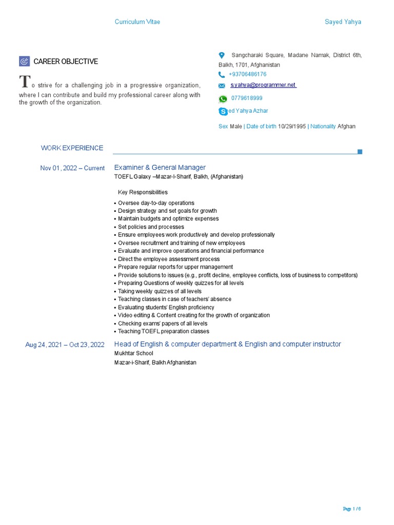 Sayed Yahya CV | PDF