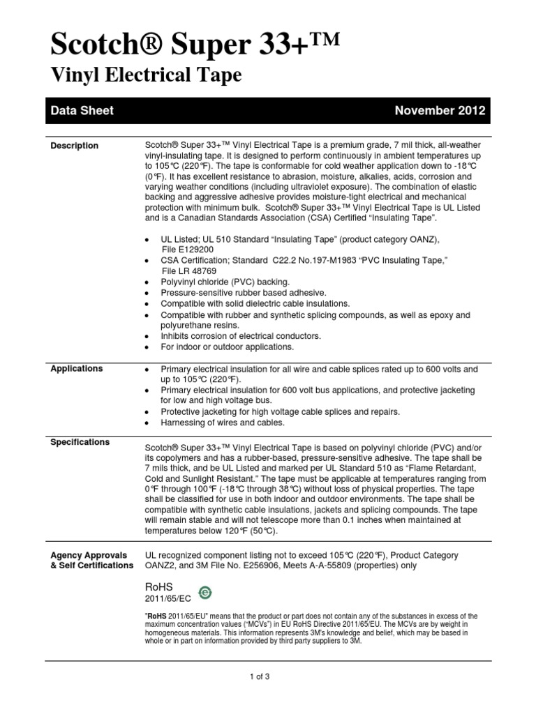 3M Super 33 Plus Datasheet | PDF | Computers