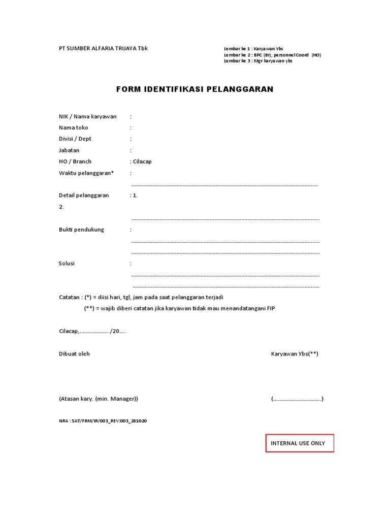 Form Identifikasi Pelanggaran FIP | PDF | Komputer