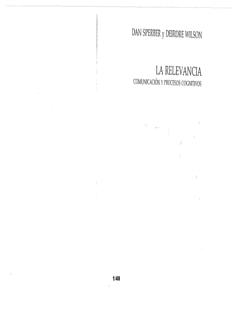 SPERBER WILSON - La Relevancia (Cap.1) - Organized | PDF