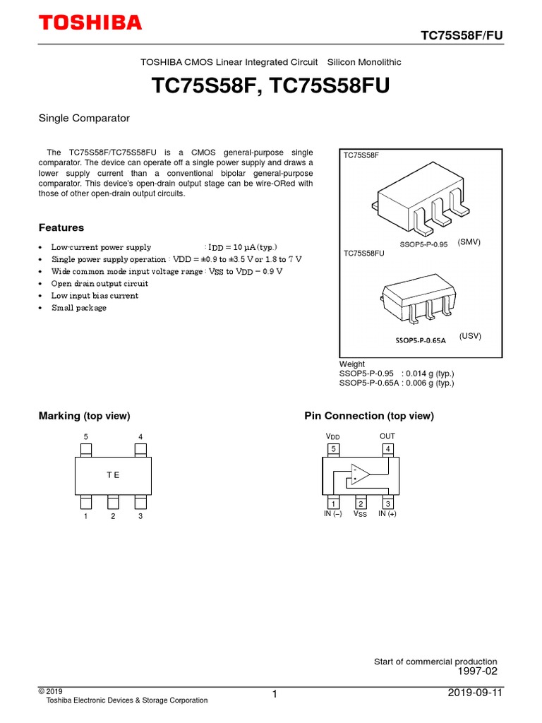 TC75S58F Datasheet en 20190911 | PDF