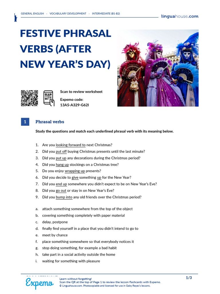 Festive Phrasal Verbs for New Year | PDF