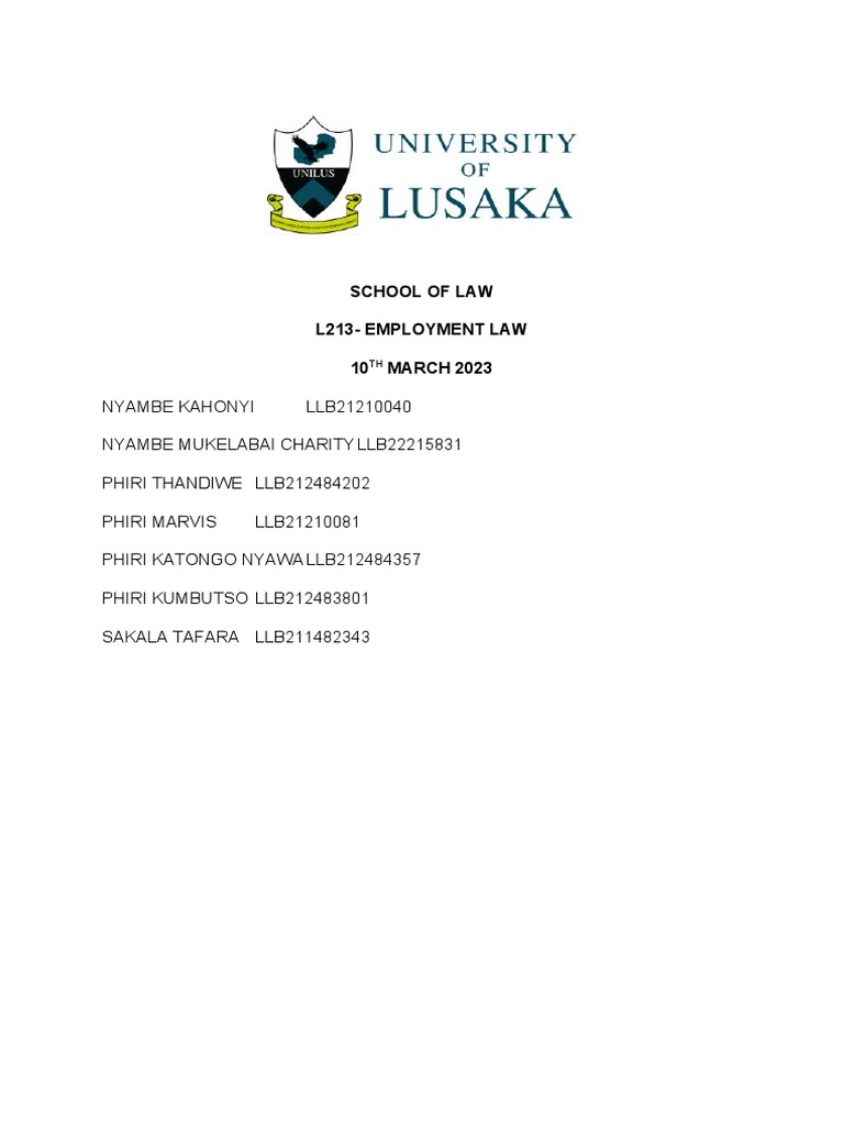 Chilanga Cement PLC Vs Kasote Singogo-2 | PDF | Employment | Layoff