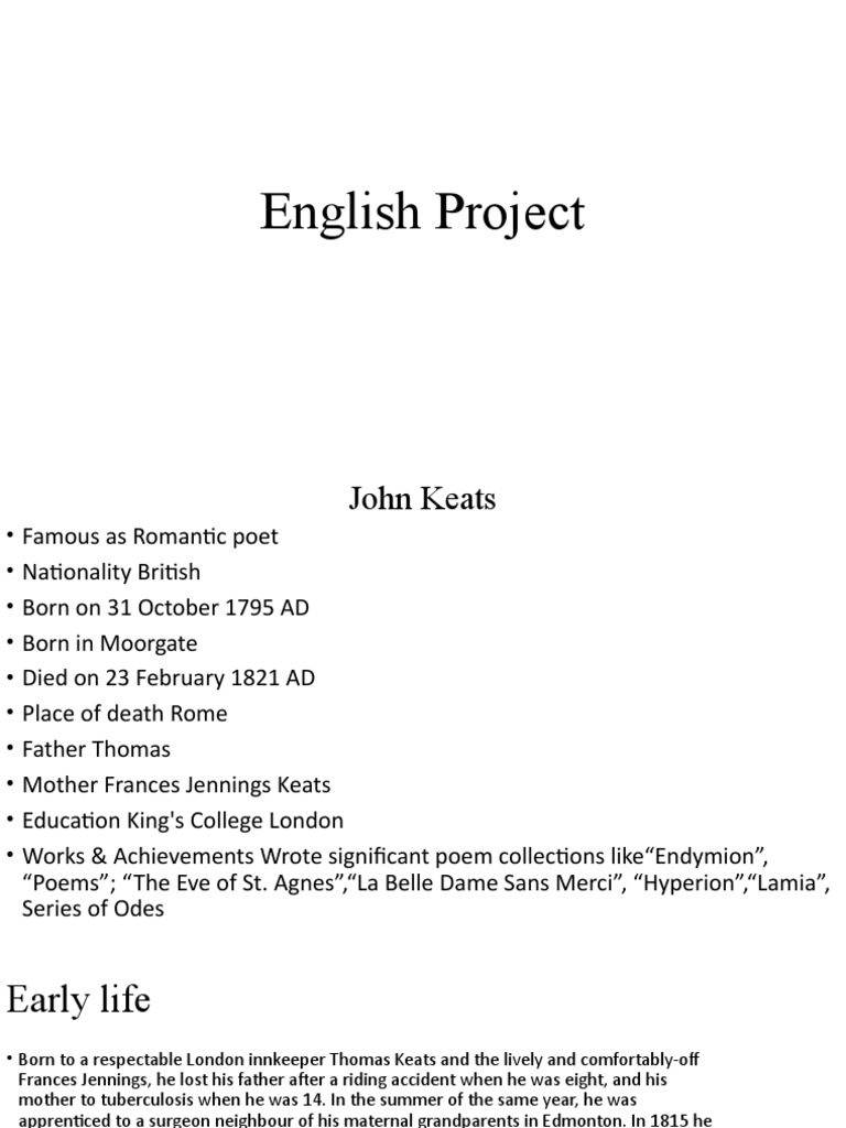English Project 1 | PDF | John Keats | German Empire