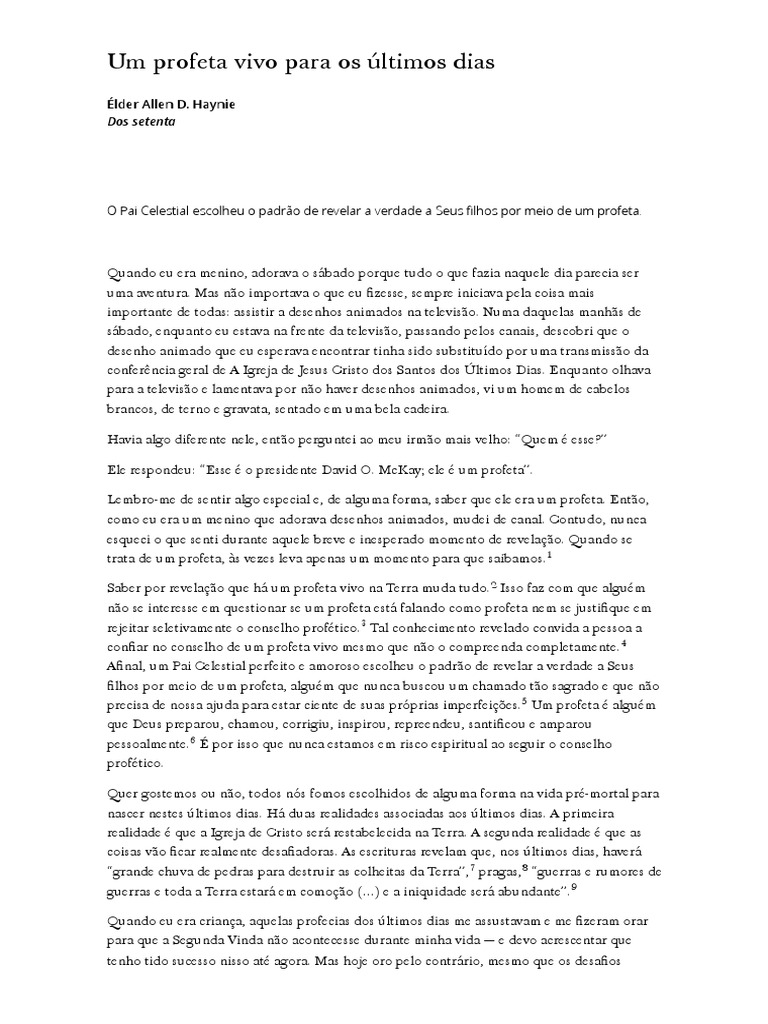 Profeta Vivo nos Últimos Dias | PDF | Religião e Espiritualidade