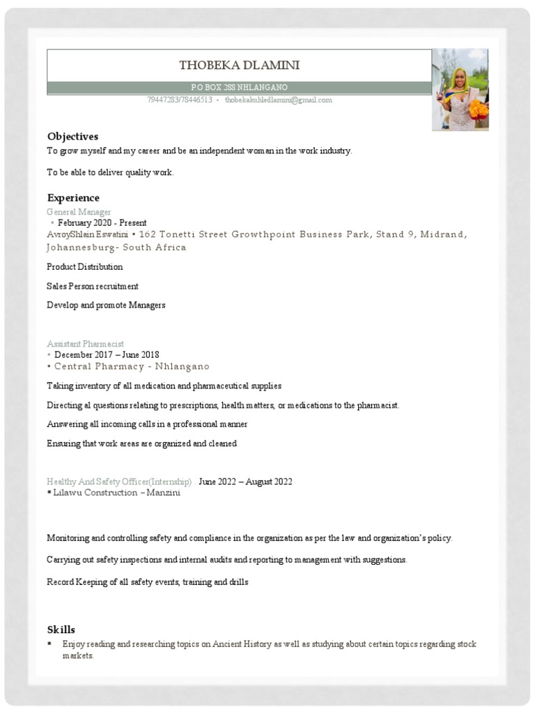 Thobeka Dlamini: Career Overview | PDF