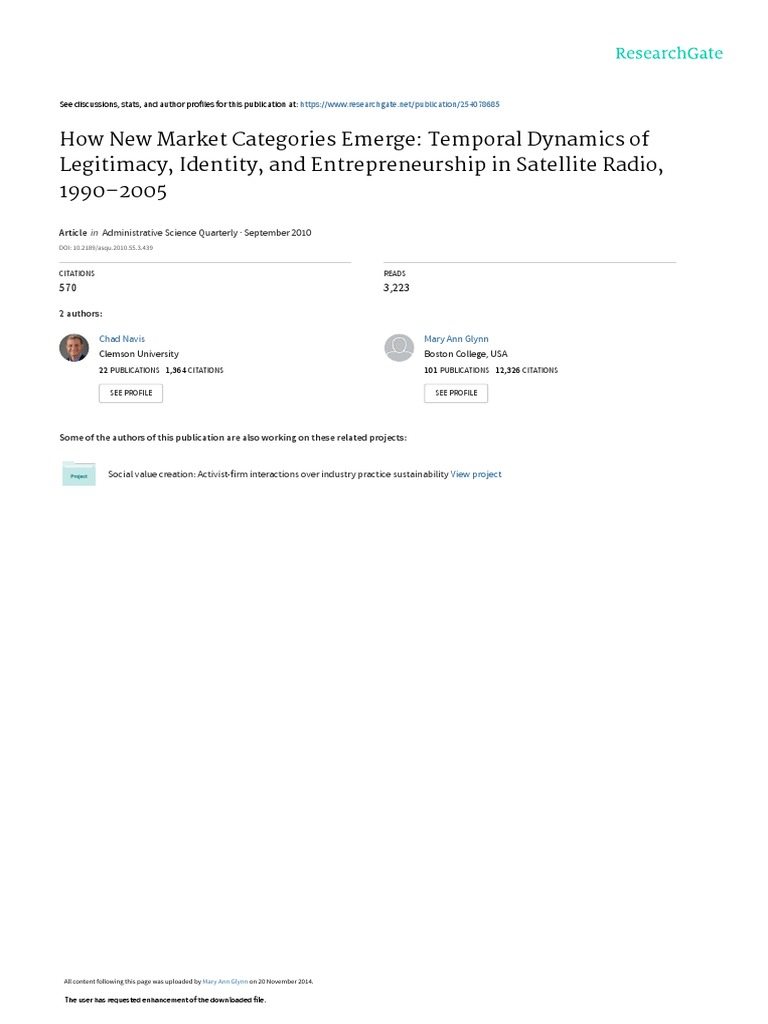 How New Market Categories Emerge Temporal Dynamics | PDF | Radio ...