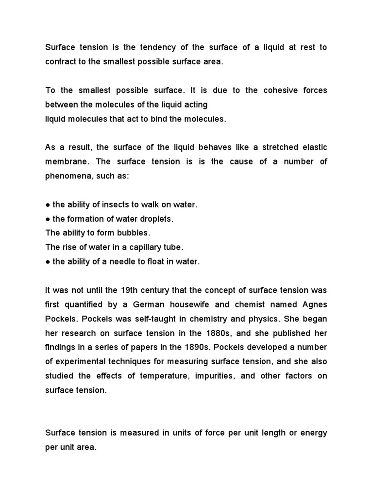 The Surface Tension | PDF | Surface Tension | Liquids The Surface Tension | PDF | Surface Tension | Liquids