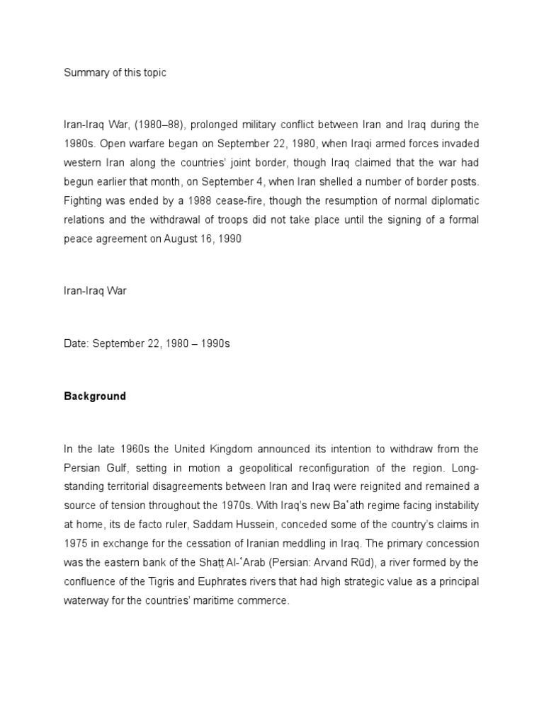 Iraq and Iran War | PDF