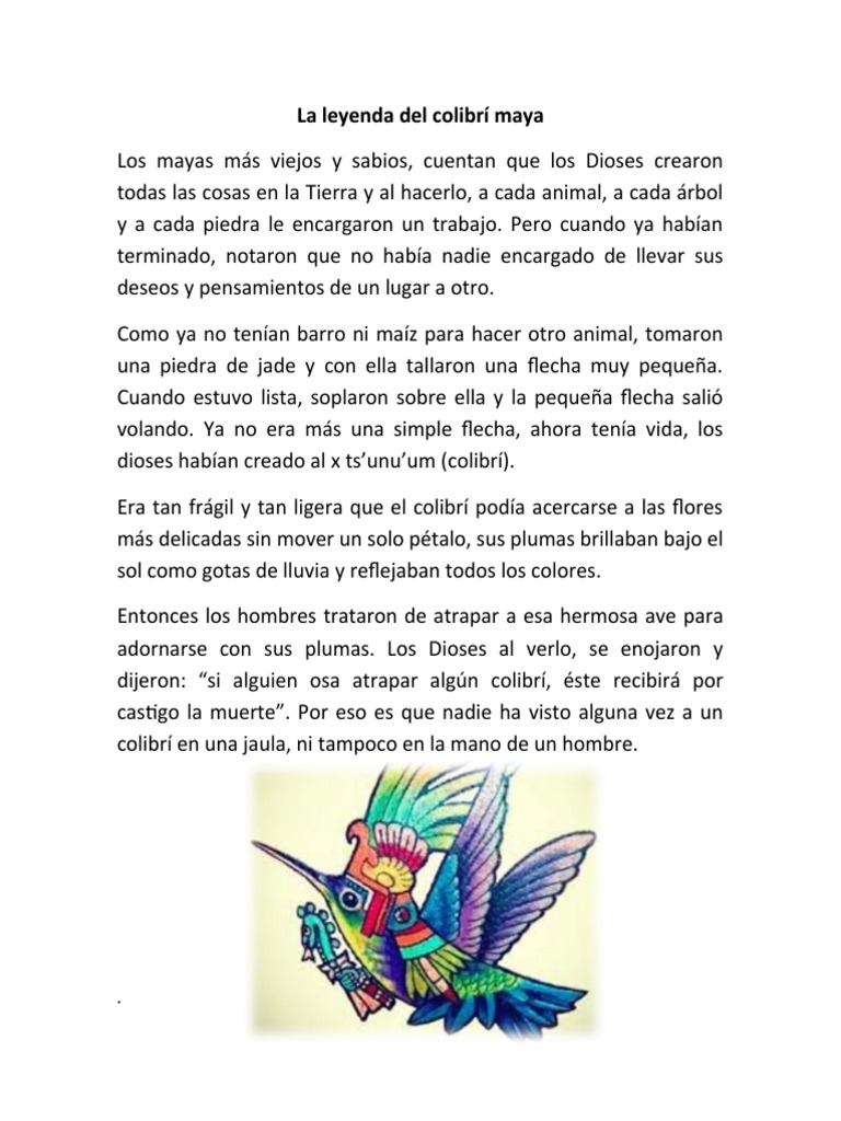 La Leyenda Del Colibrí Maya | PDF | Historia