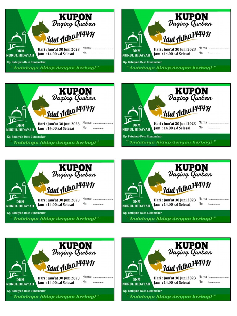 Kurban 2023 Kupon Yah | PDF