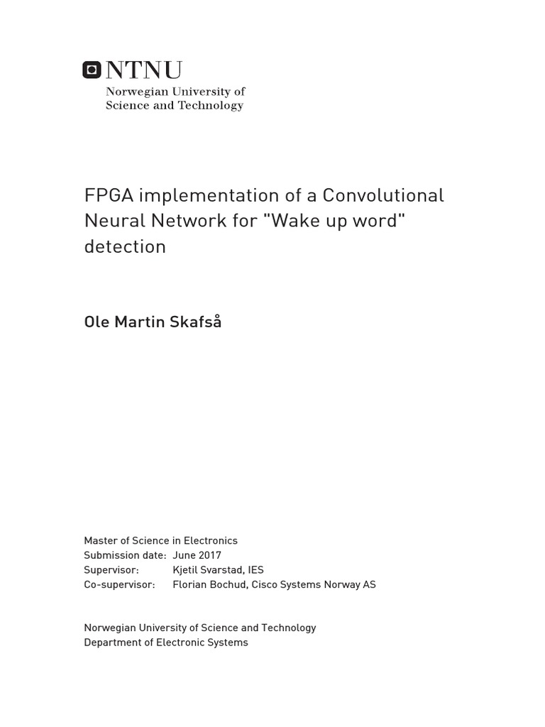 FPGA Implementation Of A Convolutional Neural Network For Wake Up Word