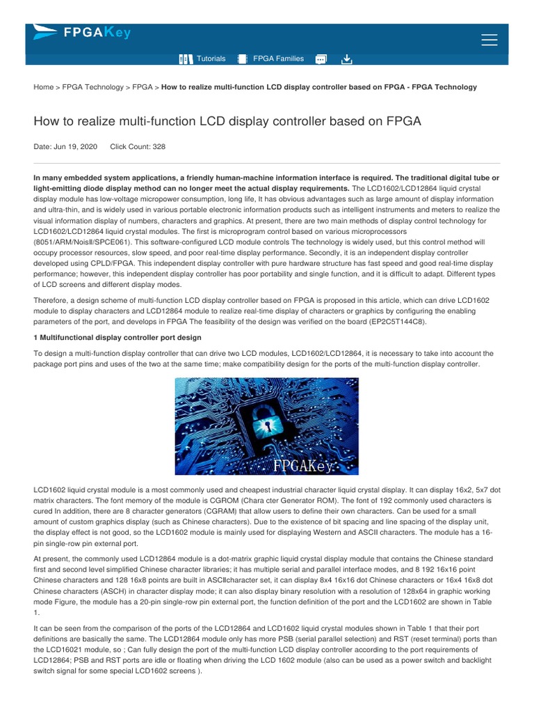 How To Realize Multi-Function LCD Display Controller Based On FPGA - FPGAKey | PDF | Field ...