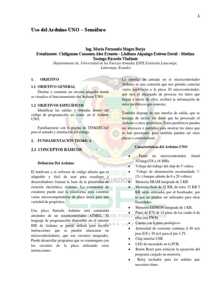 Semaforo Informe | PDF | Arduino | Microcontrolador Semaforo Informe | PDF | Arduino | Microcontrolador