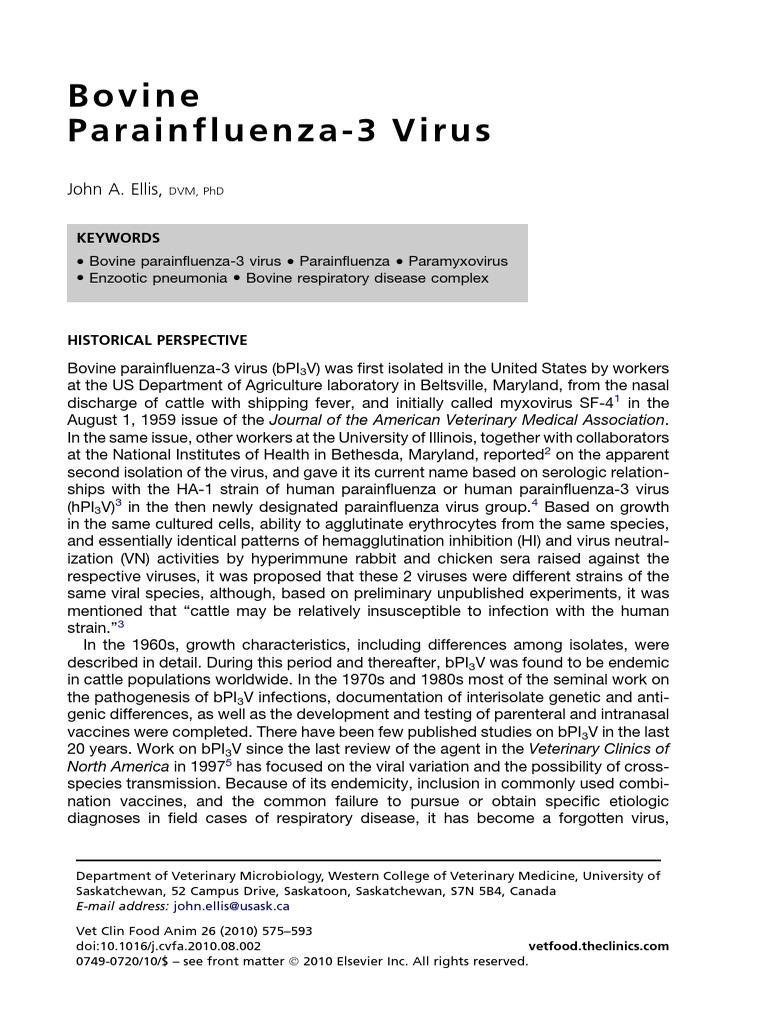 Bovine Parainfluenza-3 Virus. | PDF