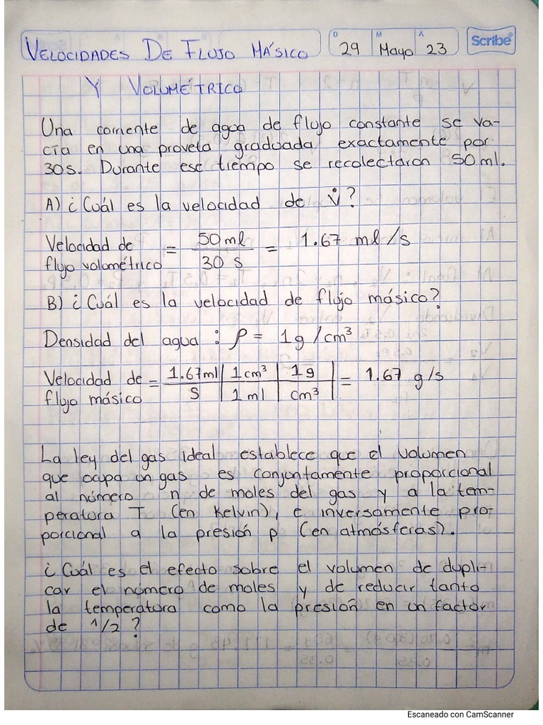 Flujo Másico y Volumétrico | PDF