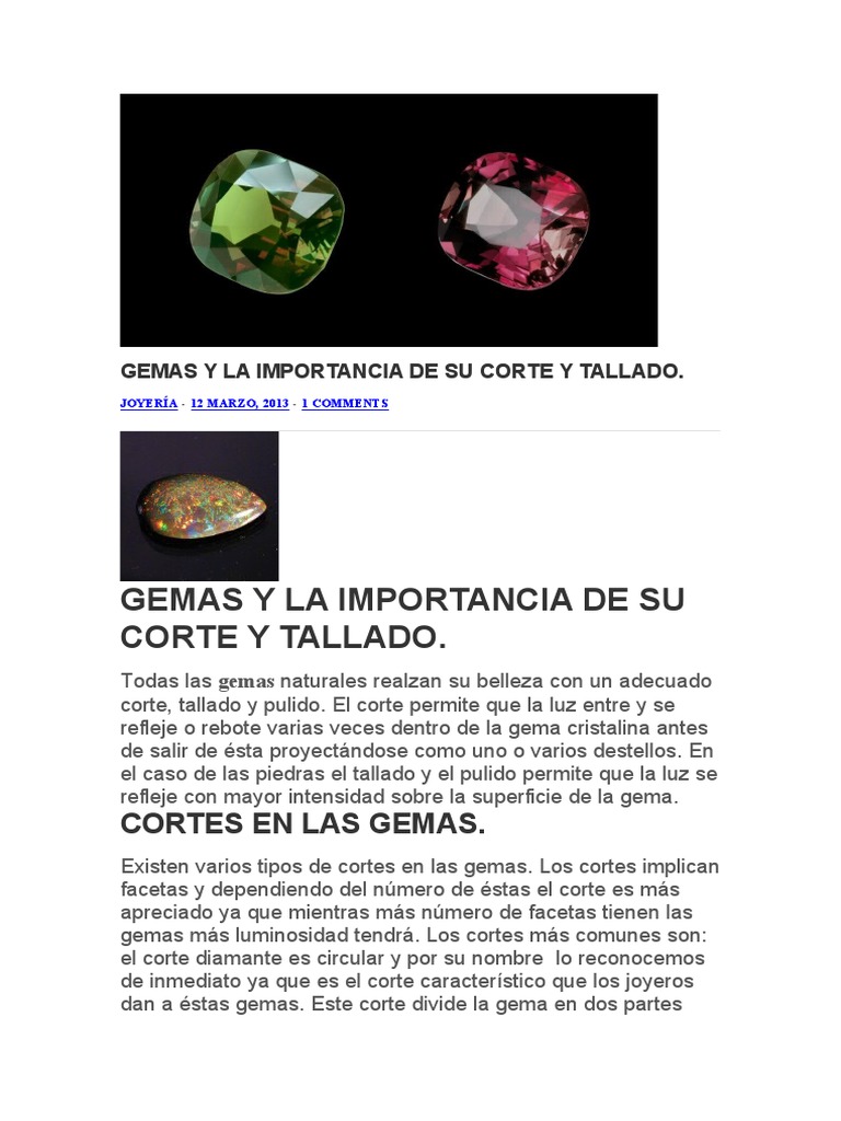 Gemas y La Importancia de Su Corte y Tallado. | PDF | Piedra preciosa ...
