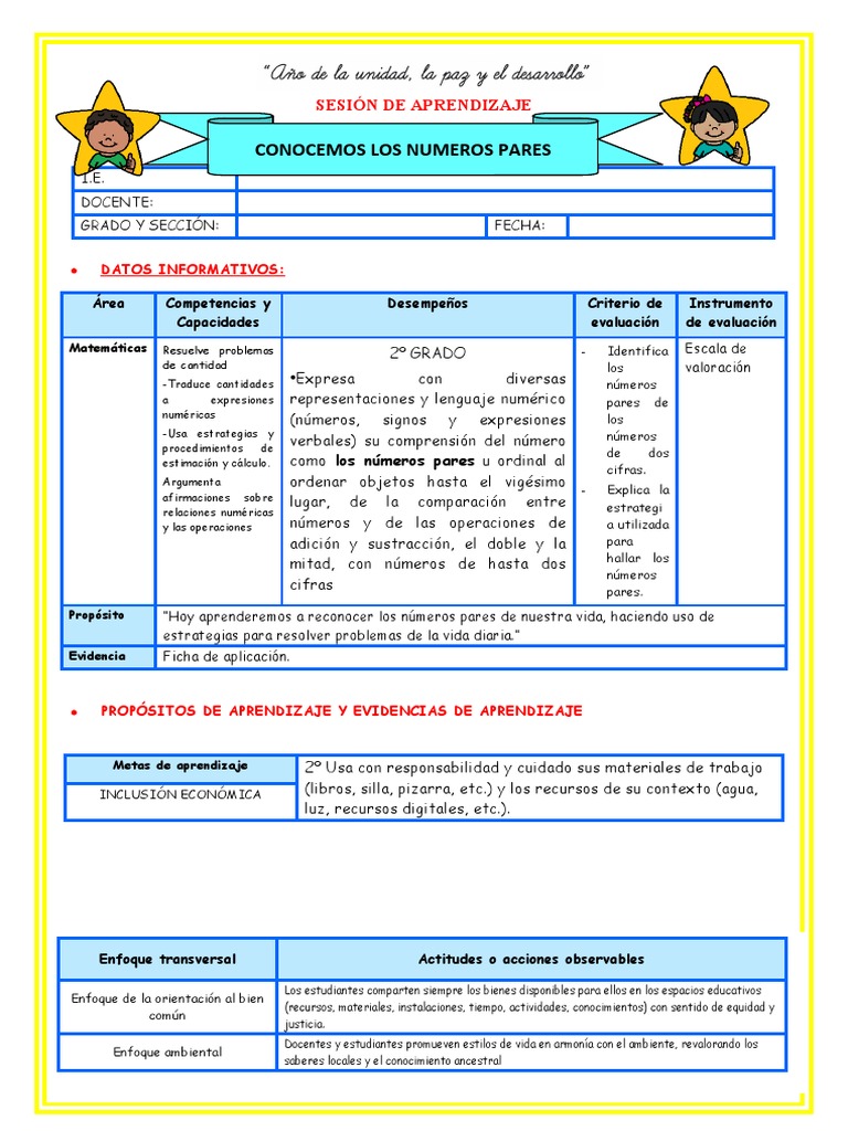 2º E7 S2 Sesion D2 Mat Numeros Pares | PDF | Aprendizaje | Evaluación