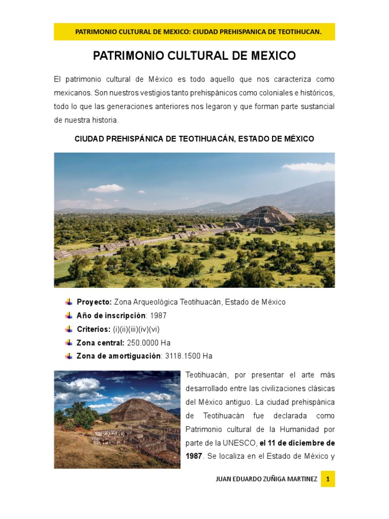 Patrimonio Cultural de Mexico Ciudad Prehispanica Teotihuacan | PDF | Mesoamérica | México