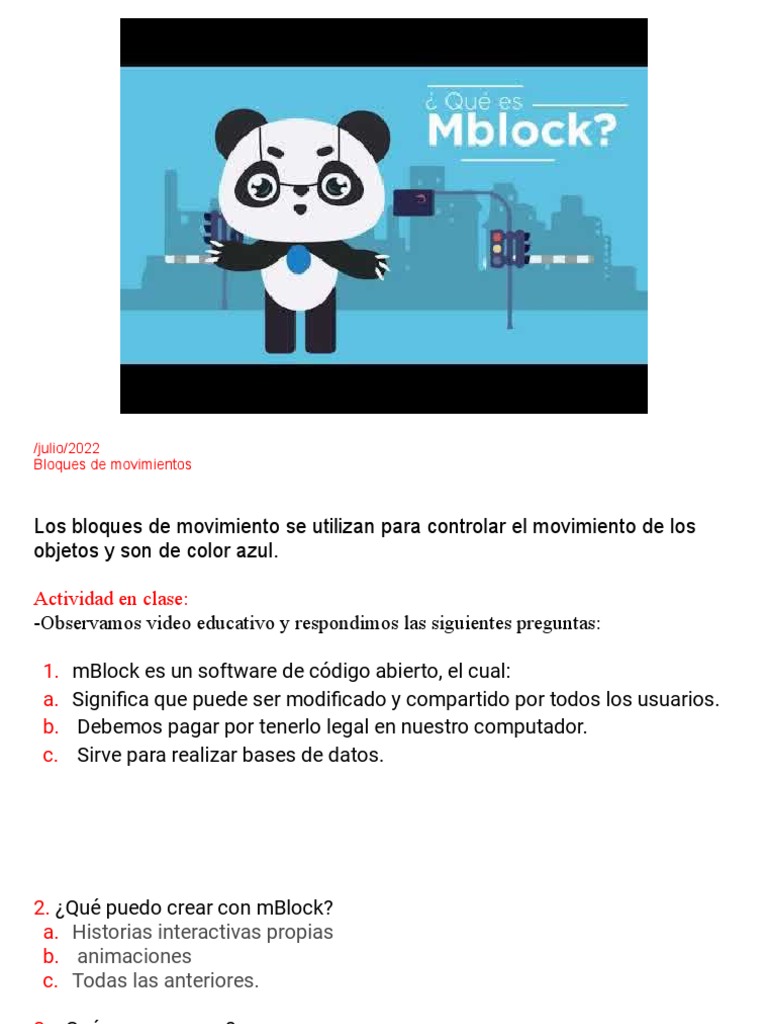 Taller en Clase Sobre MBlock | PDF