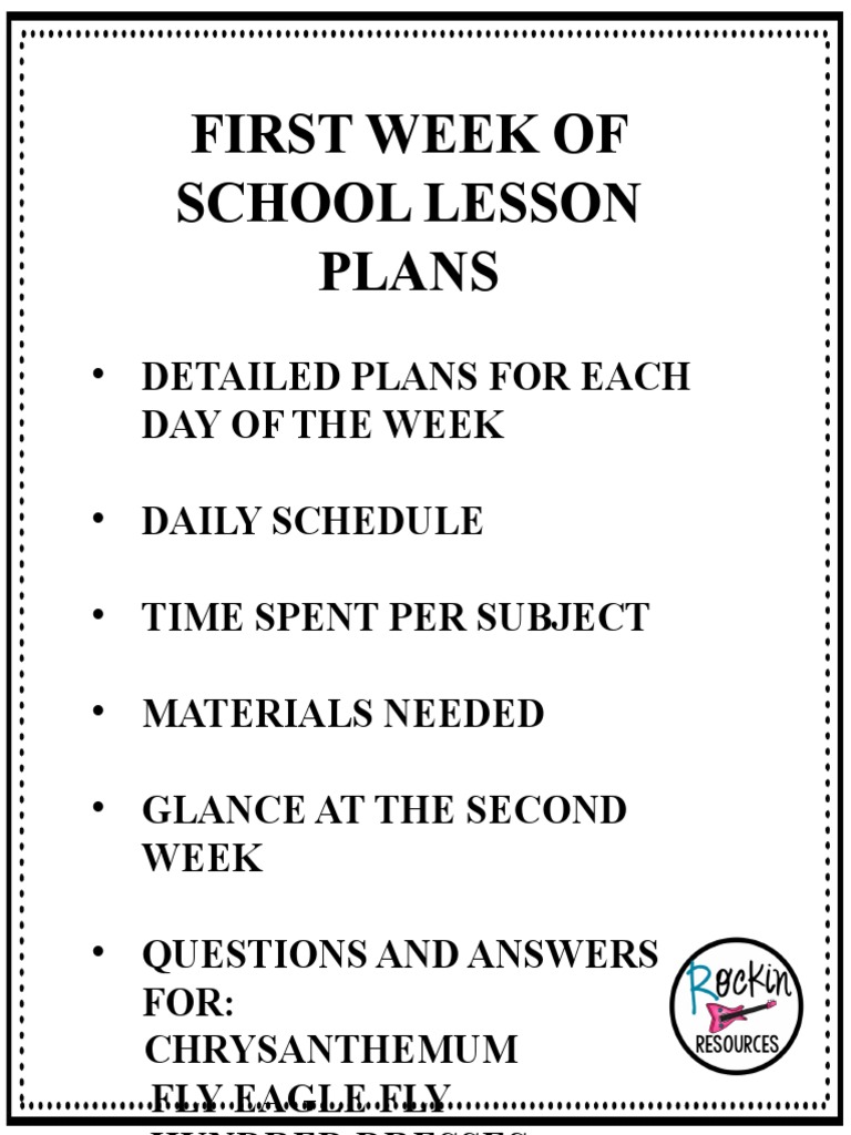 First Week Lesson Plans | PDF | Books | Notebook