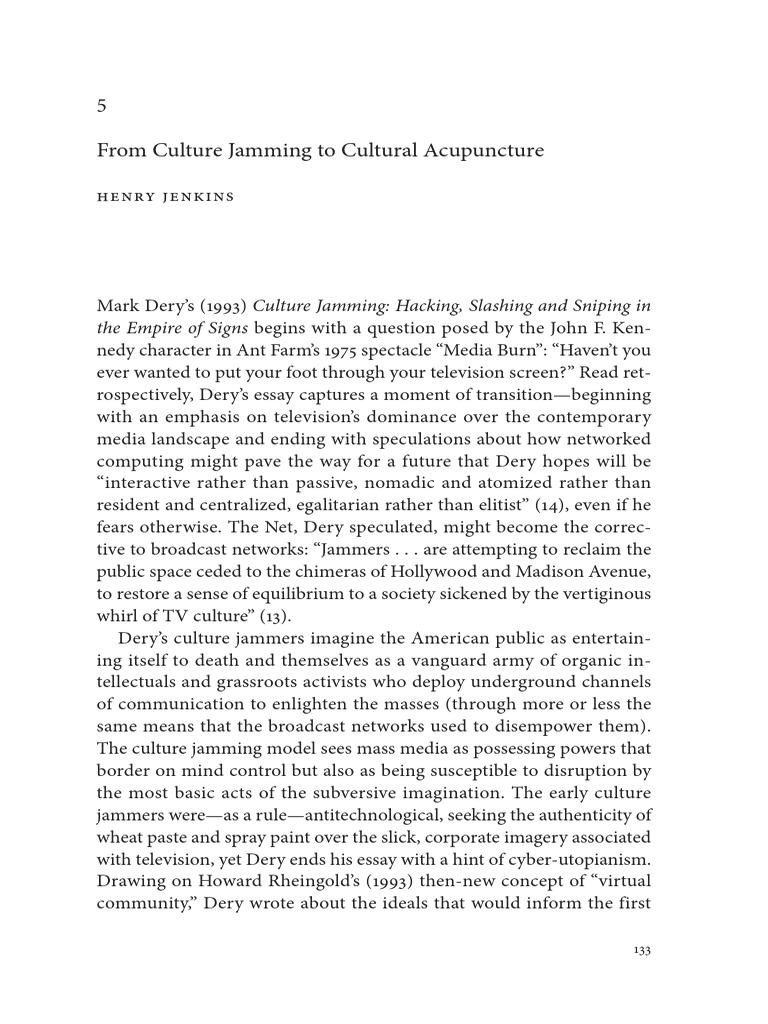 [Culture Jamming] 5. From Culture Jamming to Cultural Acupuncture | PDF