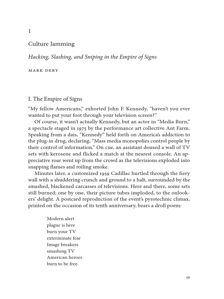 (Culture Jamming) 1. Culture Jamming | PDF