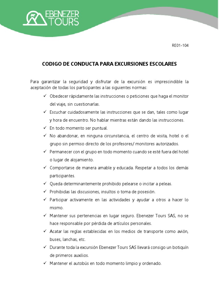 Código - Conducta Excursiones | PDF