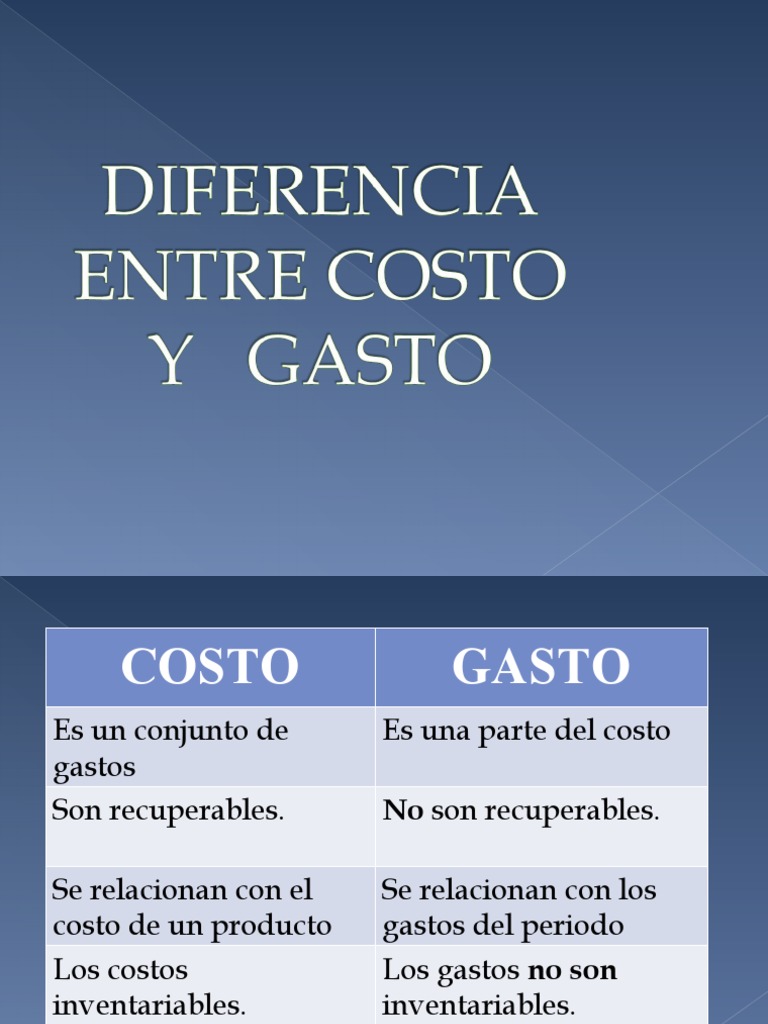 2 Cuadro Diferencias Entre Costo y Gasto | PDF