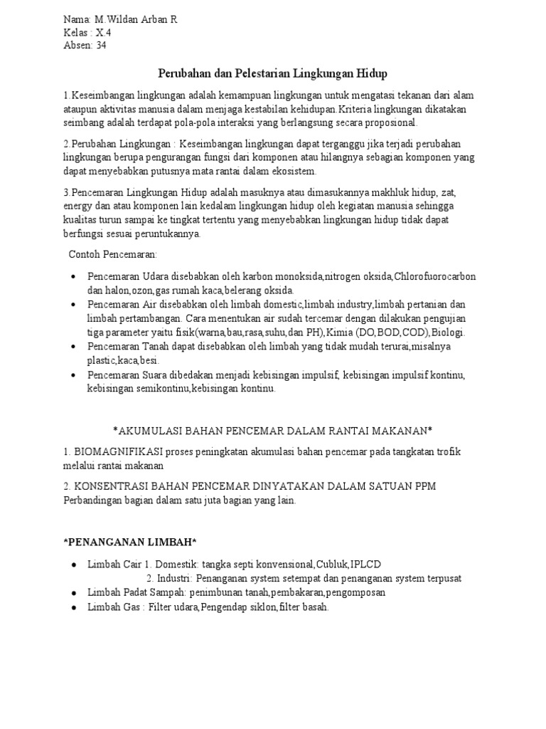 Perubahan Dan Pelestarian Lingkungan Hidup | PDF