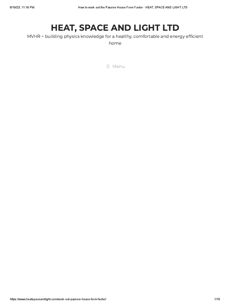 Calculating Passive House Form Factor | PDF | Building Insulation | Air ...