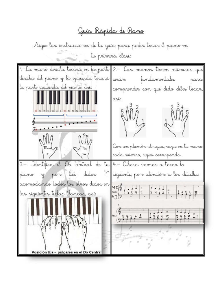 Guía Rápida de Piano iniciación | PDF