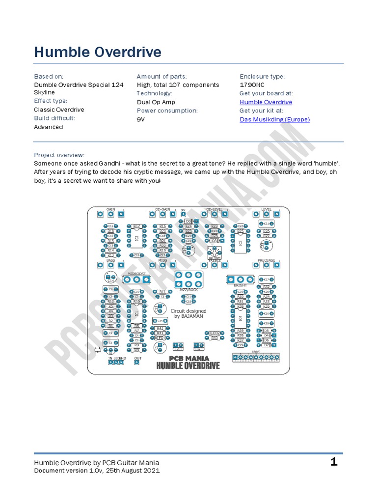 Humble Overdrive Schematic Guide | PDF | Equalization (Audio) | Printed ...