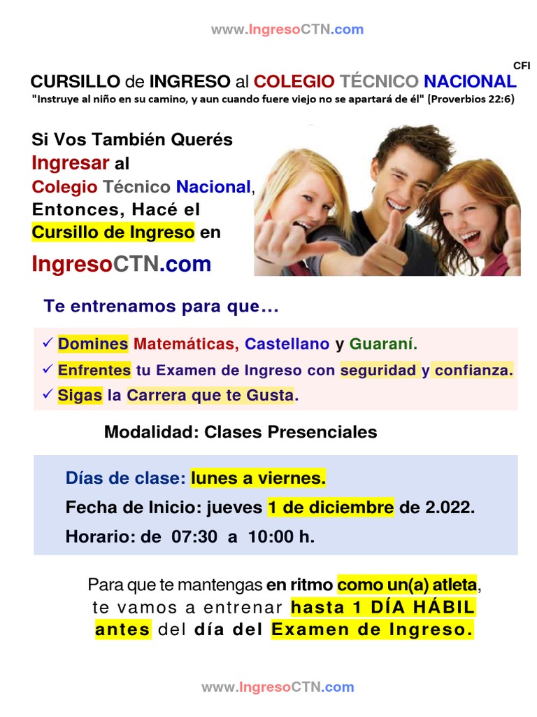 Cursillo de Ingreso al CTN 2026 | PDF