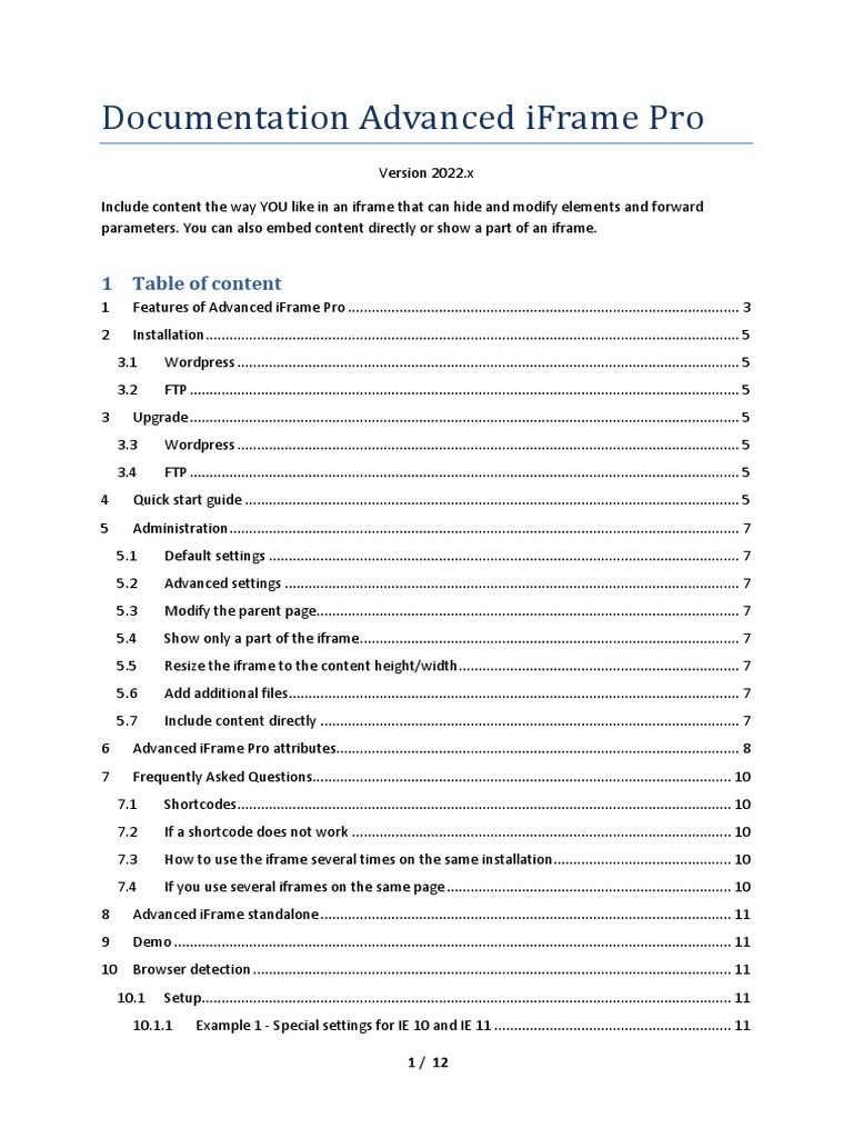 Documentation Advanced Iframe Pro | PDF | Html Element | Word Press