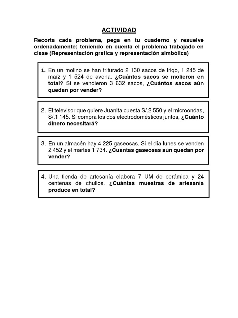 Problemas de Suma y Resta para Tercer Grado | PDF